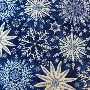 Blue Snowflakes Christmas Fabric 100% Cotton for Clothing ,crafts and ...