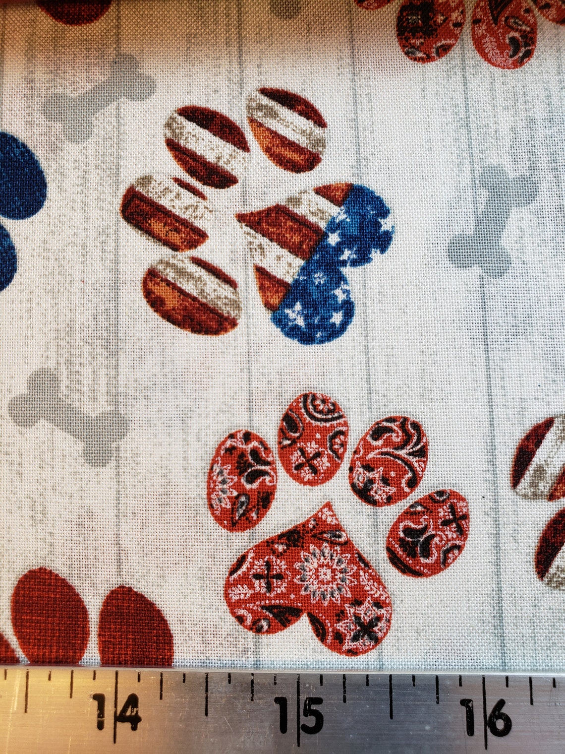 Patriotic Paw Prints Fabric By The Yard 100 Cotton For Etsy