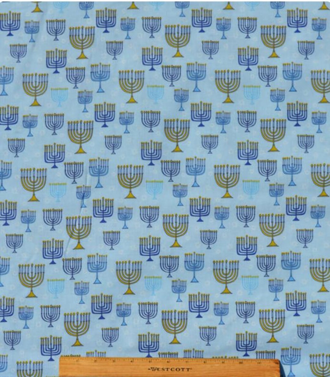 Menorah Fabric, Hanukkah Icons Print, Judaica Gift - Etsy