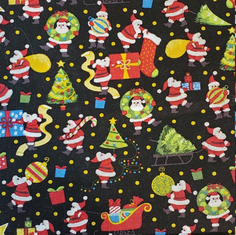 Mini Santa Holiday Fabric 100% Cotton for Clothing ,crafts and Quilting ...
