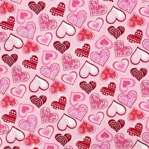 Pink Heart Valentine Cotton Fabric: Glitter Dots, Quilting Crafts - Etsy