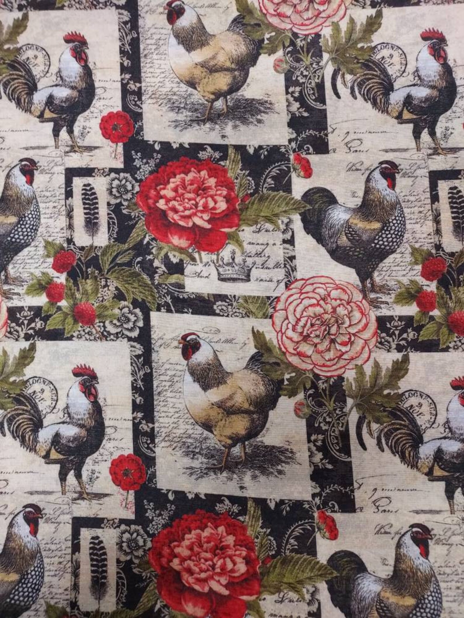 French Chicken and Roosters Fabric 100% Cotton for Clothing - Etsy