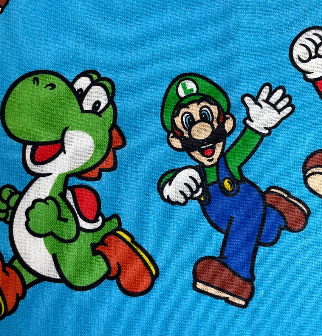New Large,super Mario,luigi,yoshi,mushroom Toss Fabric. 100% Cotton ...