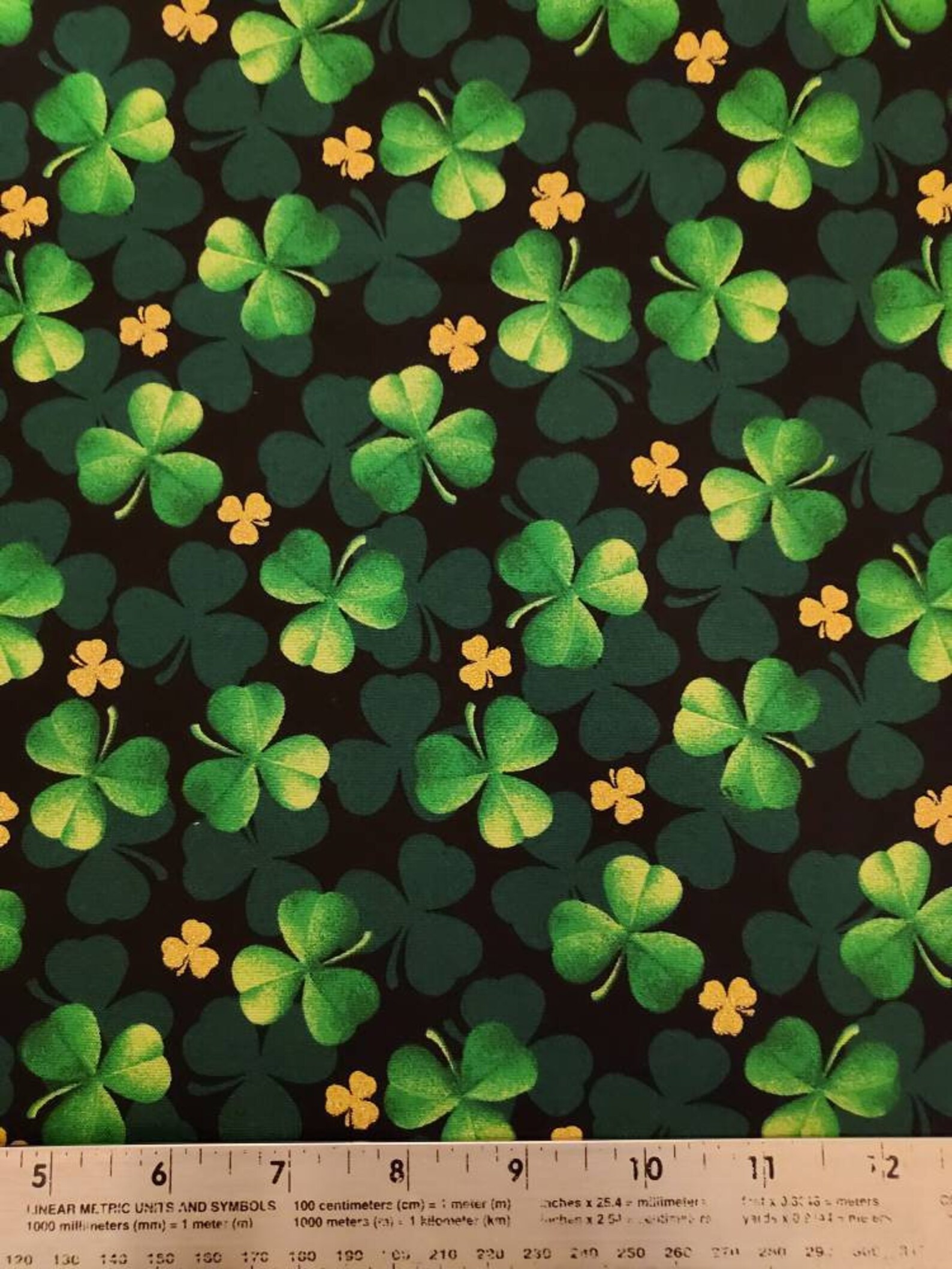 Shades of Glitter Clover on Black St Patrick Day Fabric by the - Etsy