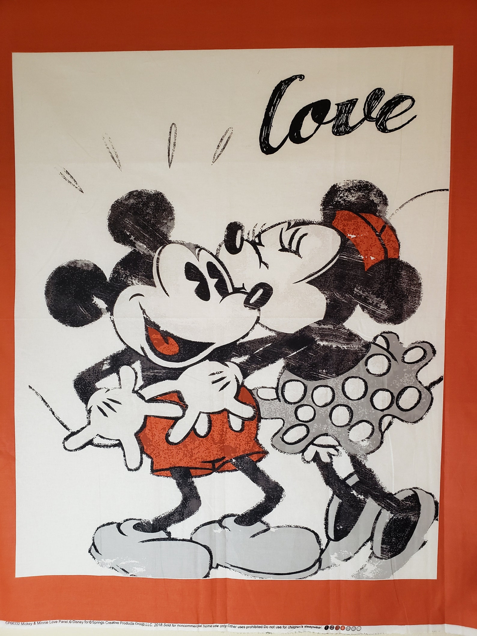 Mickey and Minnie Mouse Cotton Fabric Panel: Crafts & Quilting - Etsy