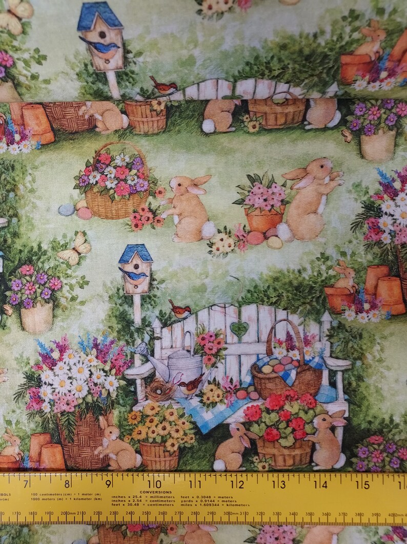 Susan Winget Easter Bunnies Cotton Fabric: Scenic Spring Crafts - Etsy