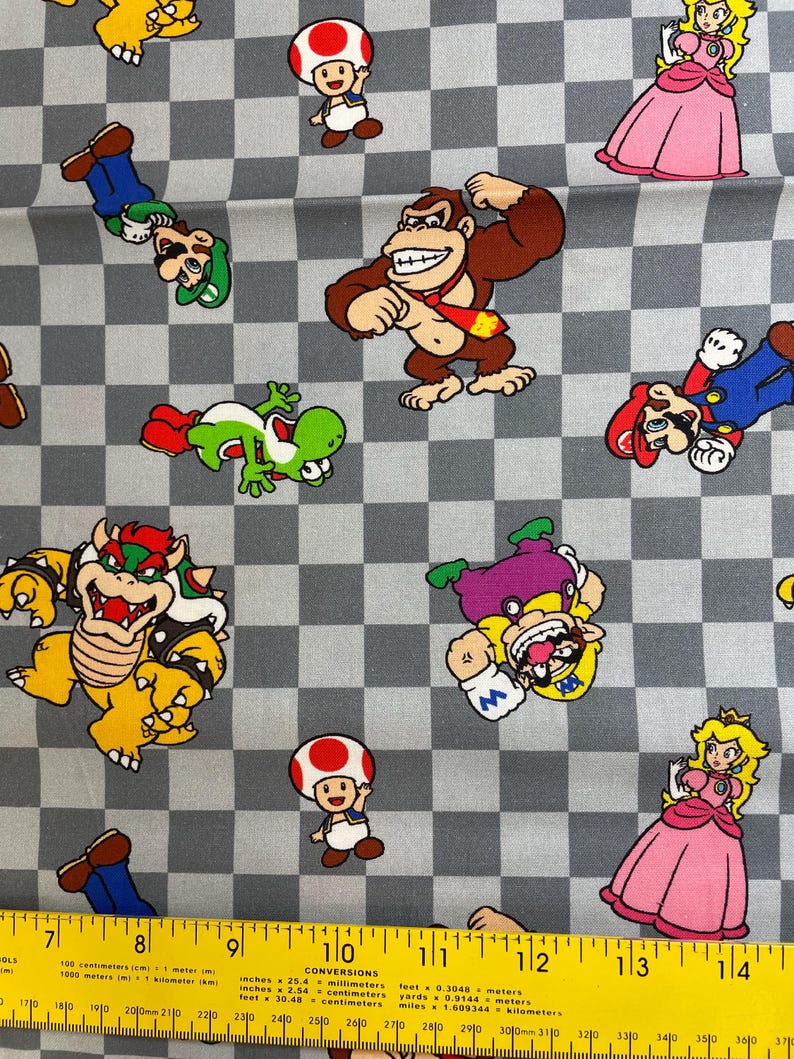 Super Mario Characters 100% Cotton Fabric: Checker Toss Print - Etsy