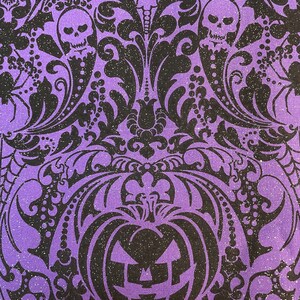 Purple Halloween Glitter Cotton Fabric: Gothic Scroll Print - Etsy