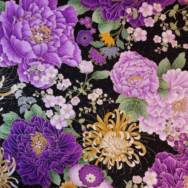 Purple Floral Fabric - Etsy