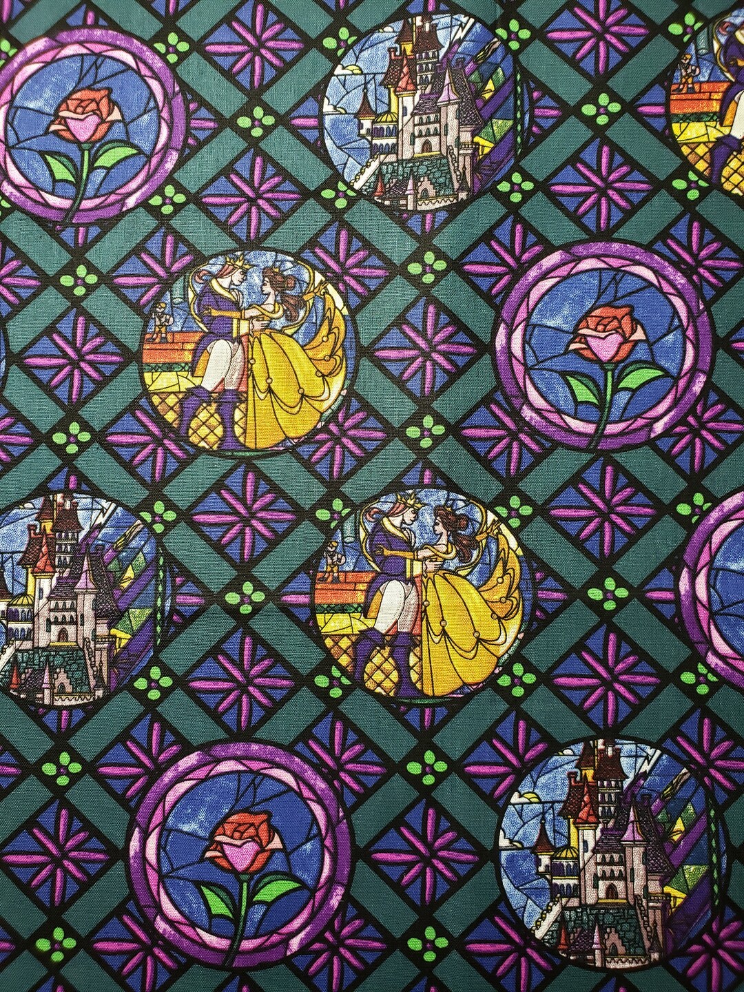 Beauty and the Beast Badges Fabric Fat Quarter 100% Cotton for Clothing ...