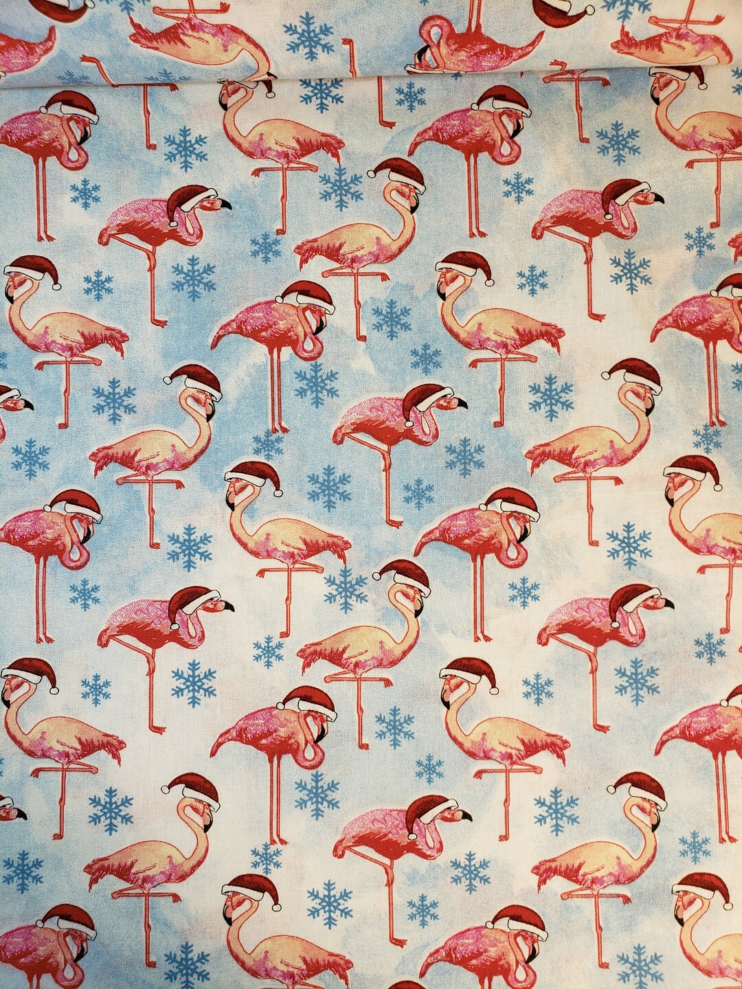 Christmas Flamingo Fabric by the Yard 100% Cotton for Clothing ,crafts ...