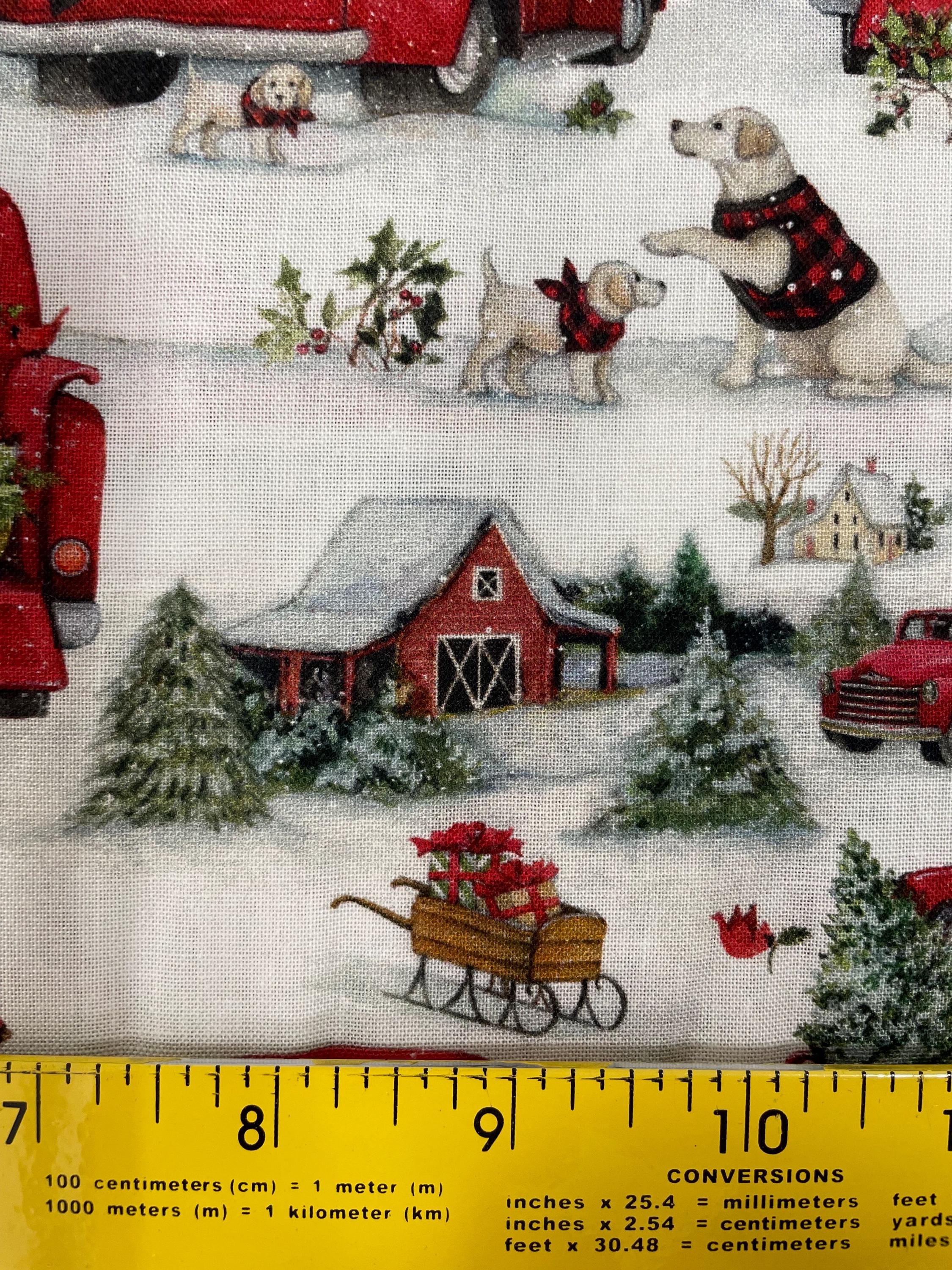 Susan Winget Christmas Dog Trucks Fabric: Holiday Quilting Cotton - Etsy
