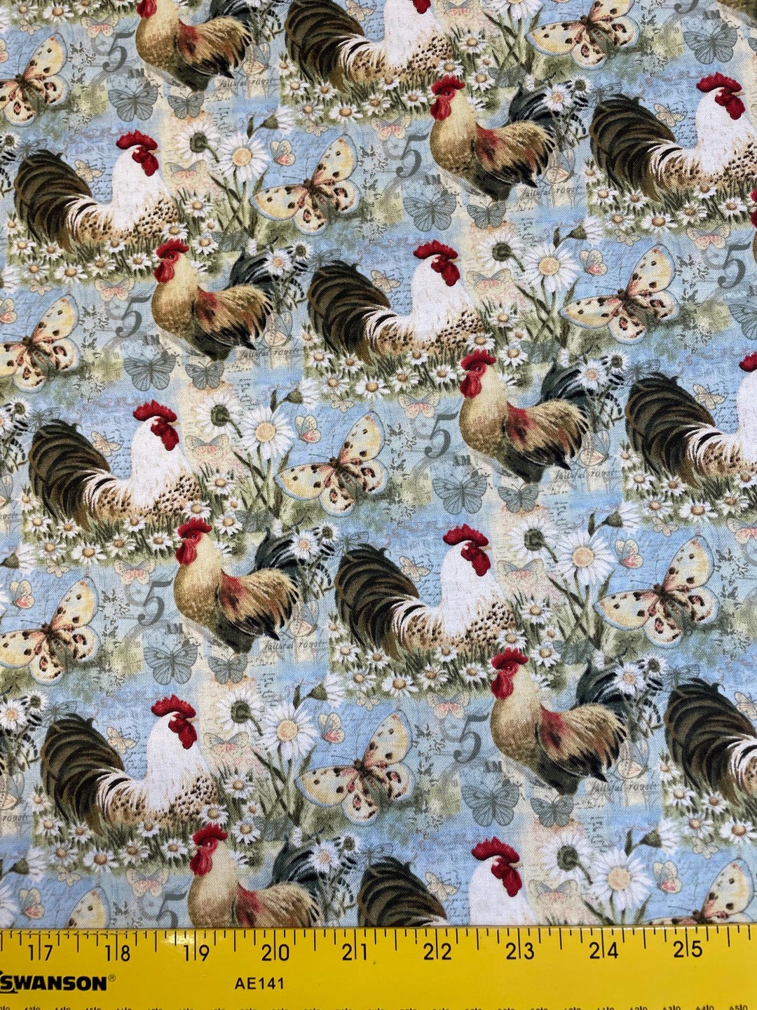 Susan Winget Roosters and Sunflowers Premium Cotton Fabric 100% Cotton ...