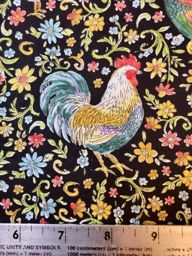 Roaming Floral Roosters Fabric 100% Cotton for Clothing - Etsy
