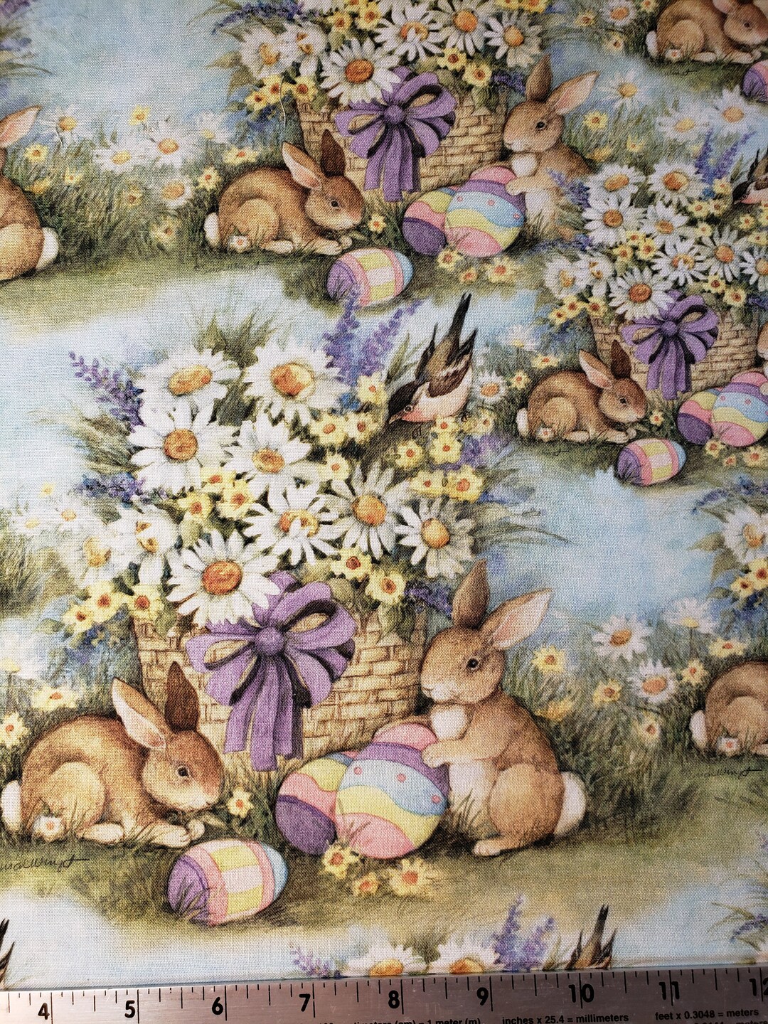 Susan Winget Easter Bunnies Cotton Fabric: Garden Theme - Etsy