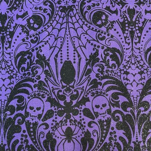Purple Halloween Glitter Cotton Fabric: Gothic Scroll Print - Etsy