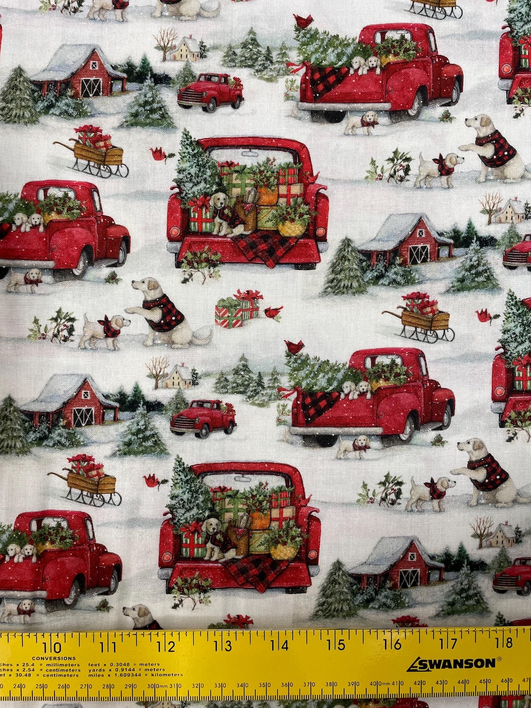 Susan Winget Christmas Dog Trucks Fabric: Holiday Quilting Cotton - Etsy