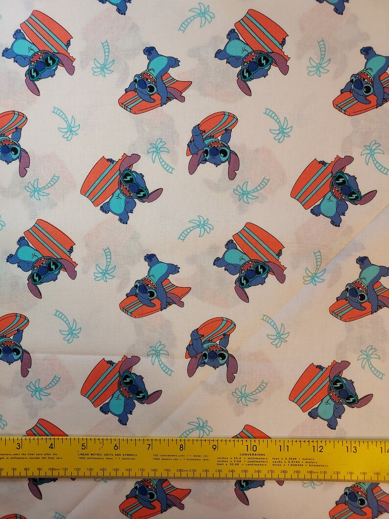 Lilo Stitch Surfing Fabric by the Yard 100% Cotton for - Etsy