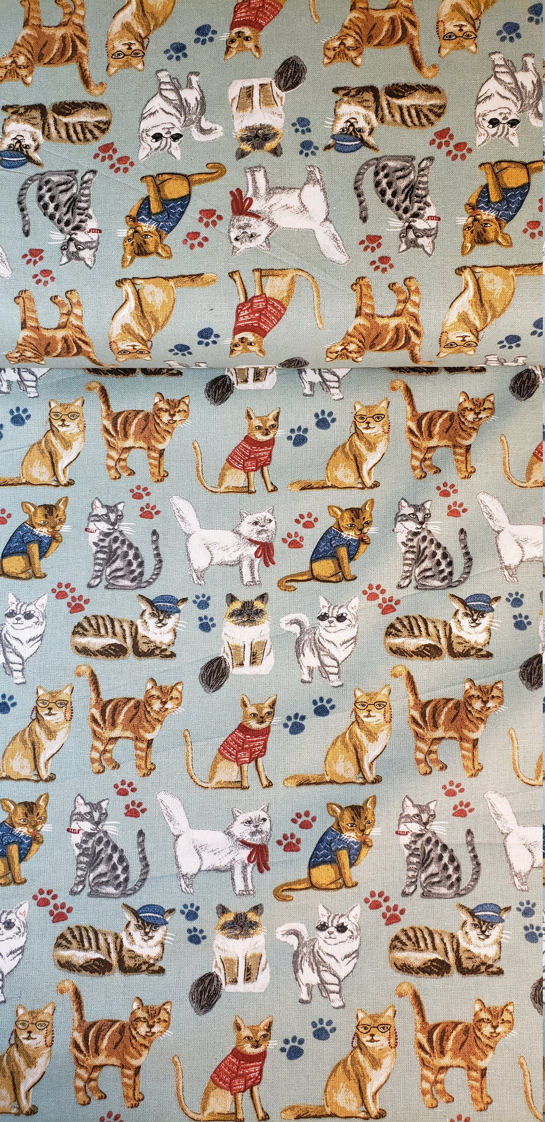 Novelty Lounging Cats,green Fabric, 100% Cotton, Quilting & Crafts - Etsy