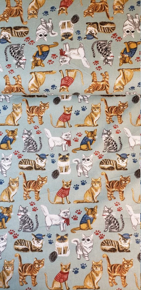 Novelty Sassy Cats Lounging Cat Fabric 100% Cotton for | Etsy