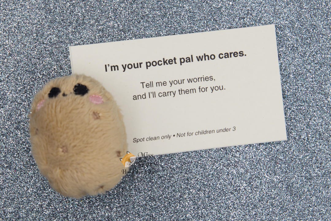 Tiny Potato Worry Pet Plush – Mini Minky Pocket Pal, Embroidered Stress ...