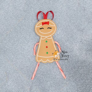 Christmas Gingerbread Man Candy Cane Holder Ornament Felt Xmas Winter ...