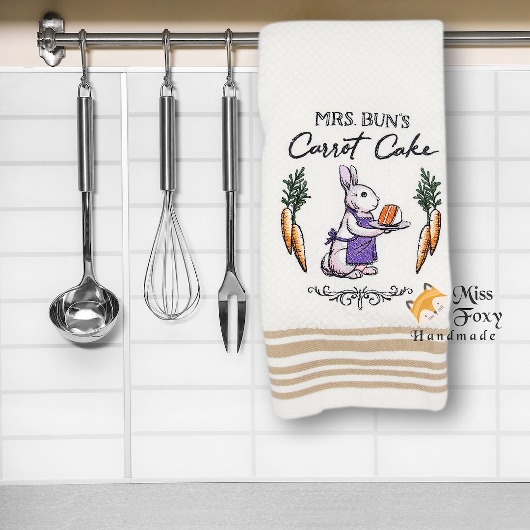 Mrs. Bun's Carrot Cake Easter Bakery Funny Saying Embroidered Kitchen ...