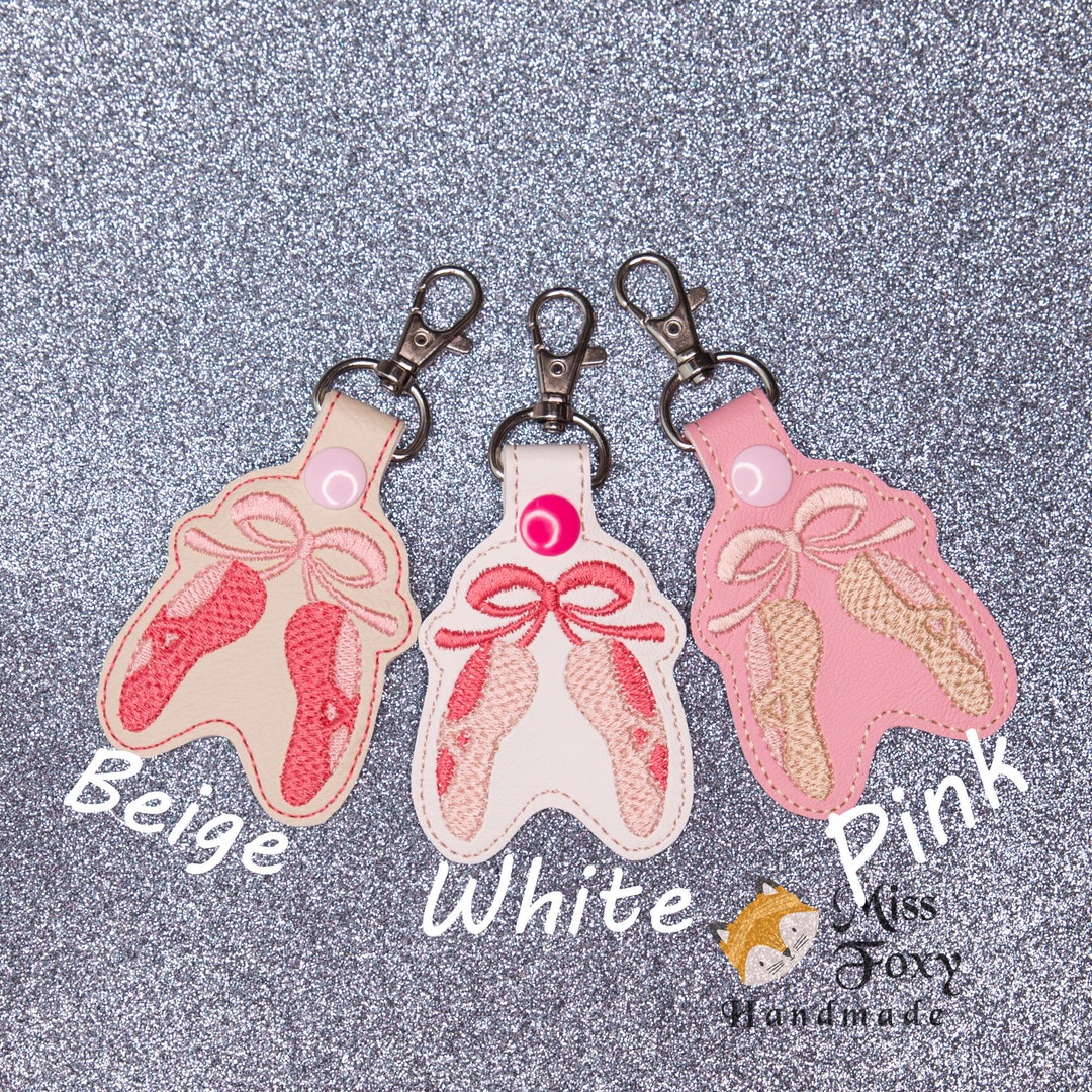 Ballet Pointe Shoe Vinyl Snap Tab Keychain | Key Fob | Purse Charm ...