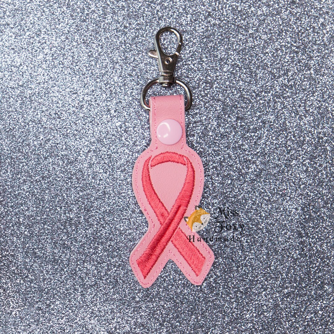 Breast Cancer Awareness Ribbon Vinyl Keychain | Key Fob | Backpack ...