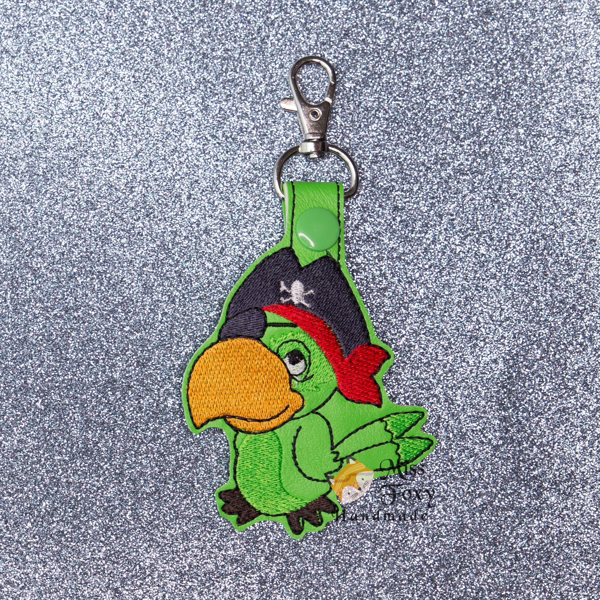 Pirate Theme Treasure Chest, Map, Cutlass & Parrot Vinyl Keychain | Key ...