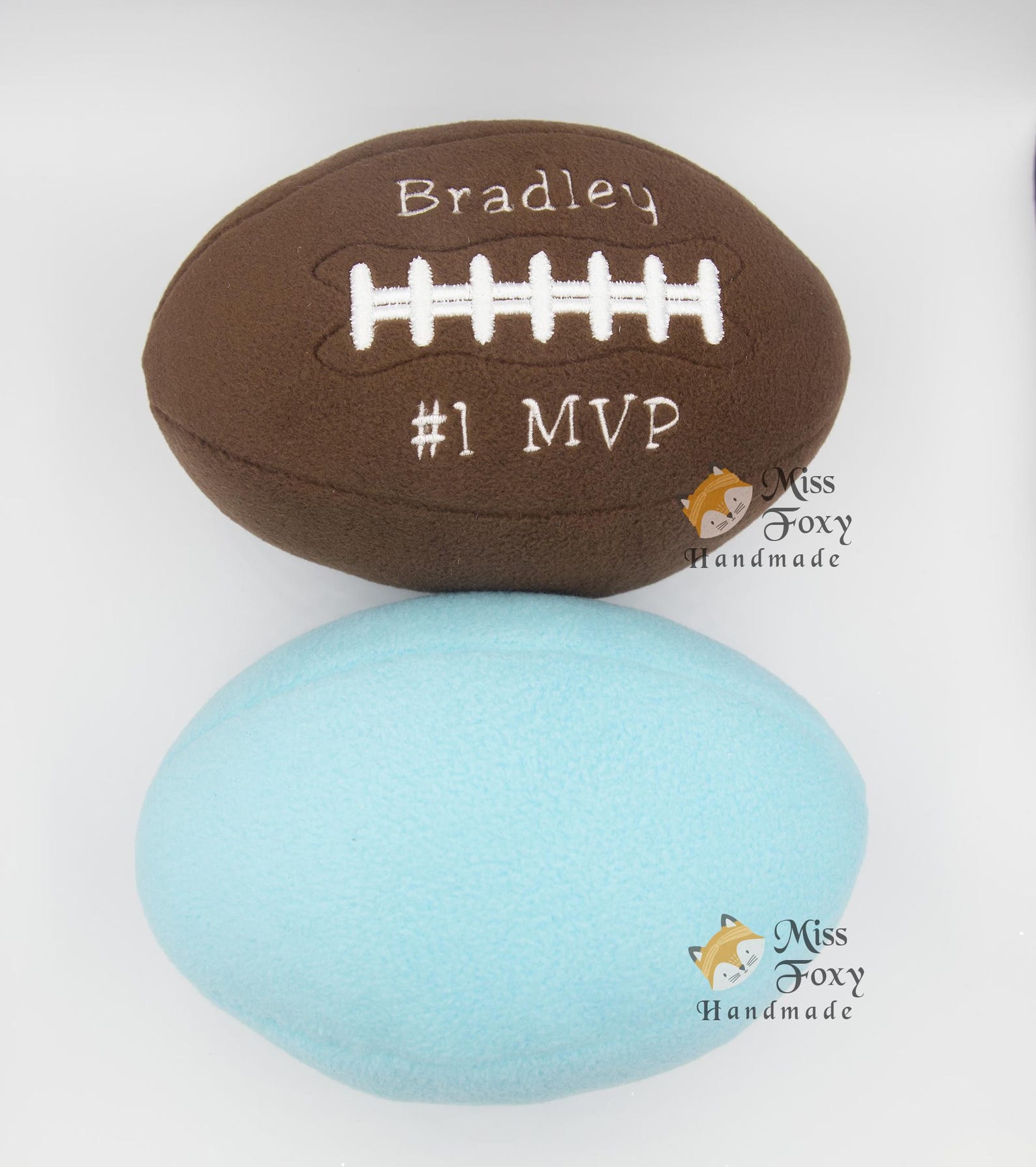 Personalized Football Plush Stuffie - Handmade Fleece Embroidered ...