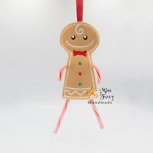 Christmas Gingerbread Man Candy Cane Holder Ornament Felt Xmas Winter ...