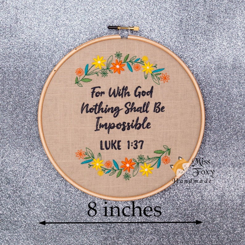 For With God Nothing Shall Be Impossible Luke 1:37 Motivational 8 Inch ...