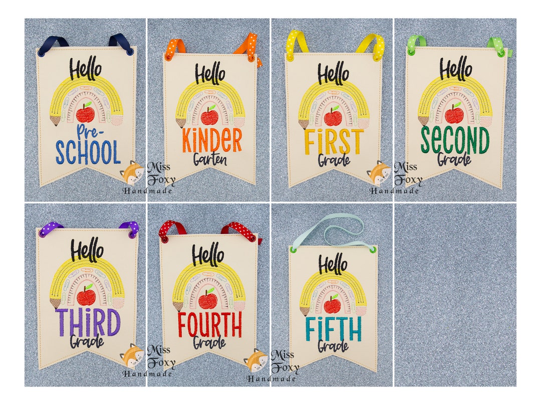 Back to School Hello Grades Banner Flag Set of 7 Pre School ...