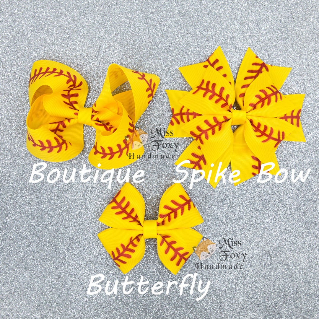 Softball Pattern Printed Hair Bow | Toddler Hair Bows | Girls Hair Bow ...