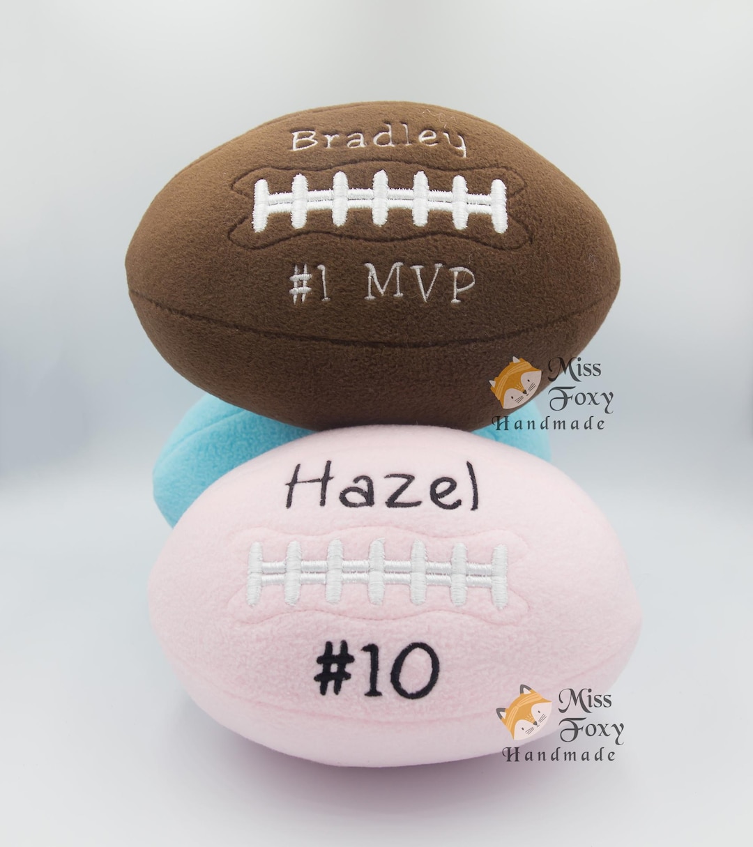 Personalized Football Plush Stuffie - Handmade Fleece Embroidered ...