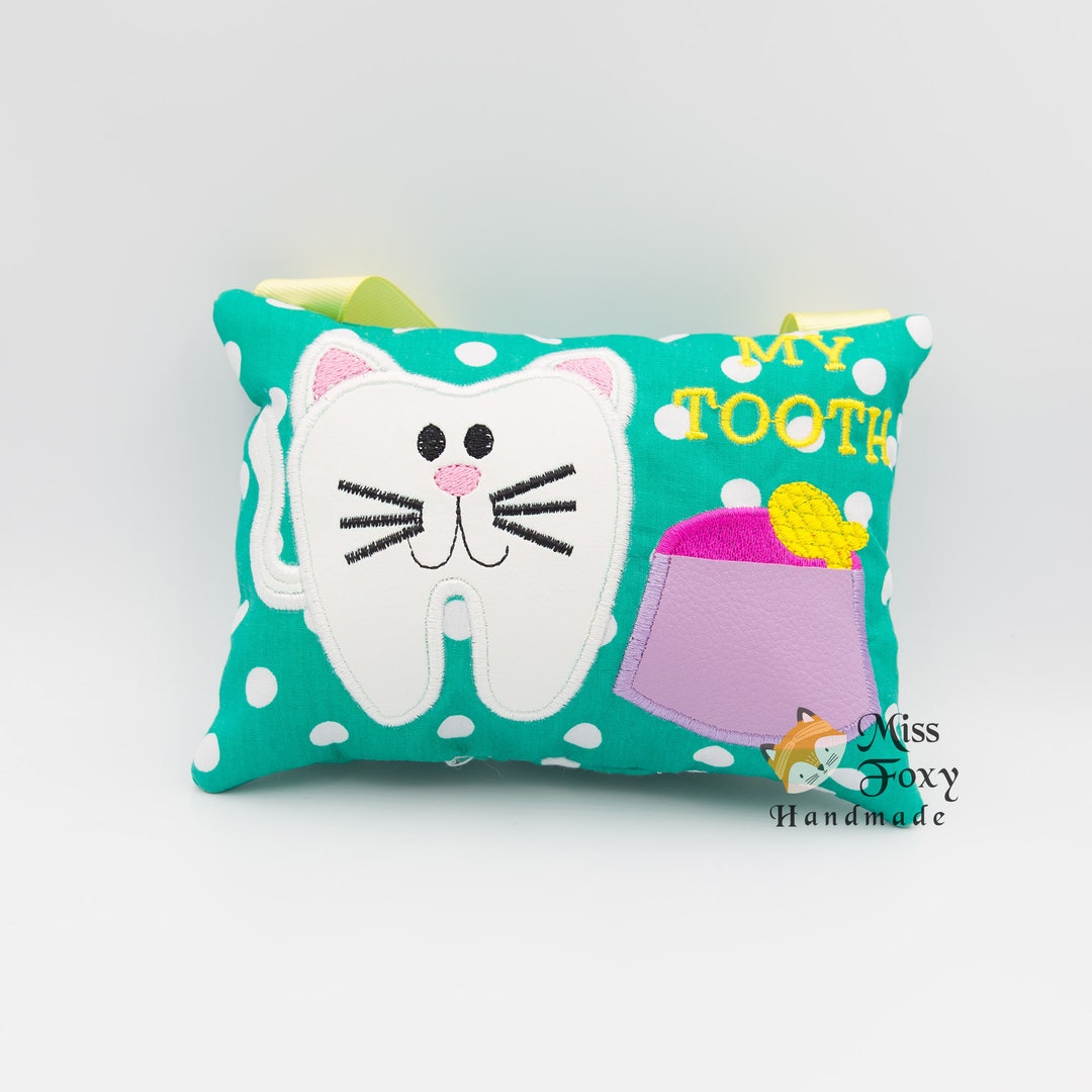 Cute Kitty Cat Lost Tooth Fairy Pillow | Personalized Tooth Bag | Lost ...