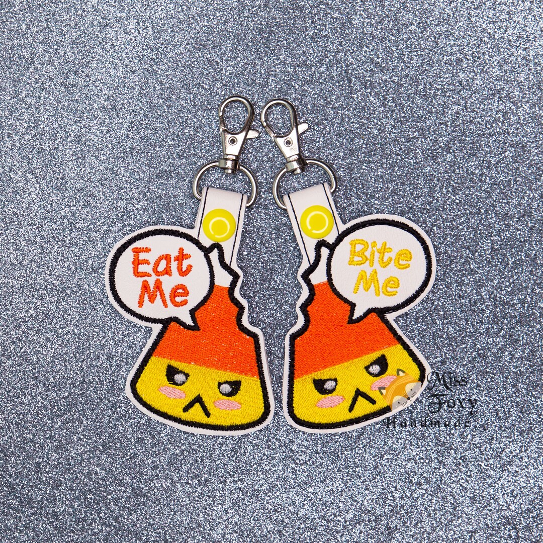 Grumpy Candy Corn Eat Me Bite Me Halloween Porte-clés en vinyle Porte ...
