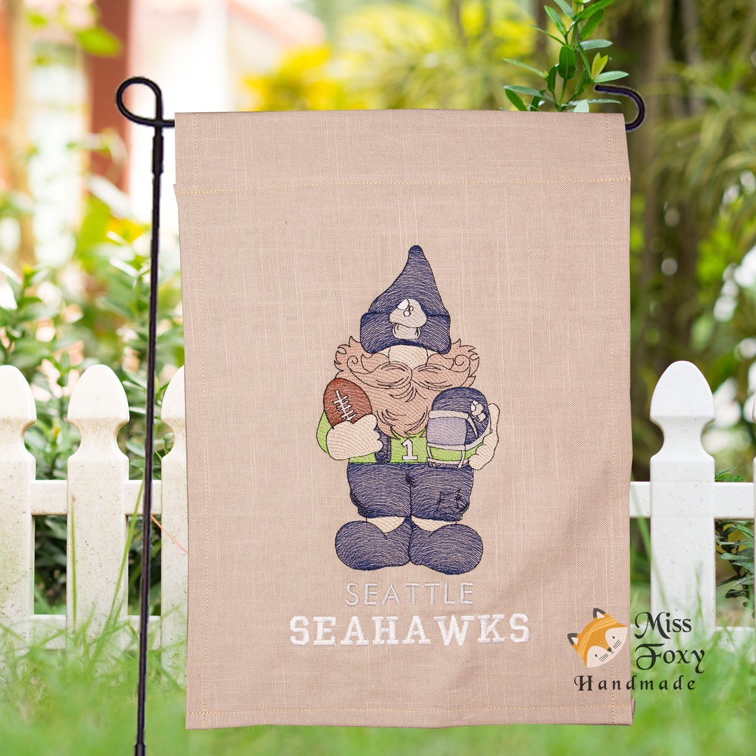 Football Gnome Seattle Seahawks Welcome Garden Flag Sign Embroidered ...