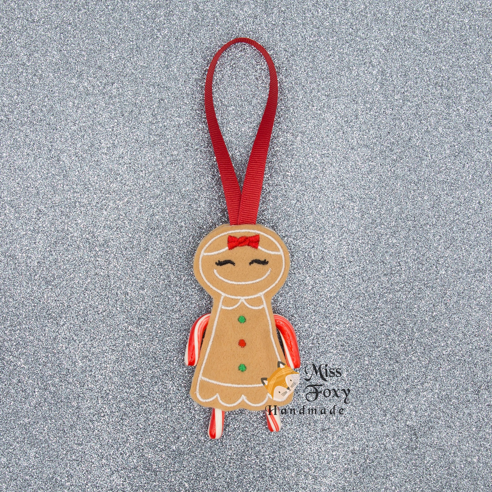 Christmas Gingerbread Man Candy Cane Holder Ornament Felt Xmas - Etsy