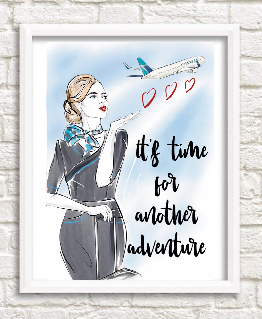 Westjet Flight Attendant Travel Print Etsy westjet-flight-attendant-travel-print-etsy