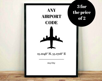 Airport Code Print - Etsy