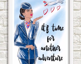 Thomas Cook Flight Attendant Travel Print - Etsy