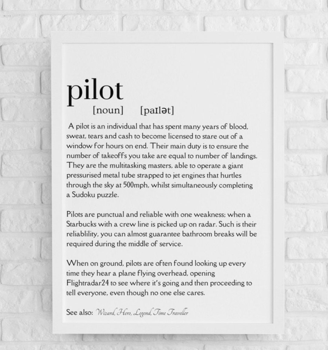 Pilot Definition Print Funny Flight Crew Dictionary Etsy pilot-definition-print-funny-flight-crew-dictionary-etsy