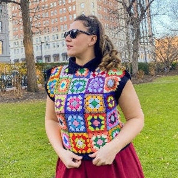 Hand Knit Vest for Women Colorful Knit Sweater Cream - Etsy