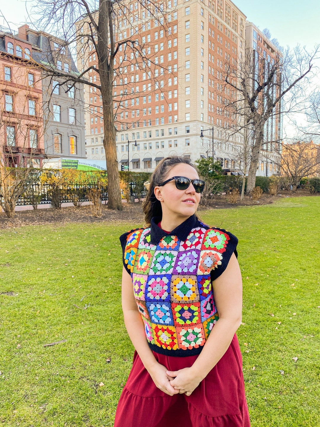 Hand Knit Vest for Women, Colorful Knit Sweater, Cream Waistcoat ...