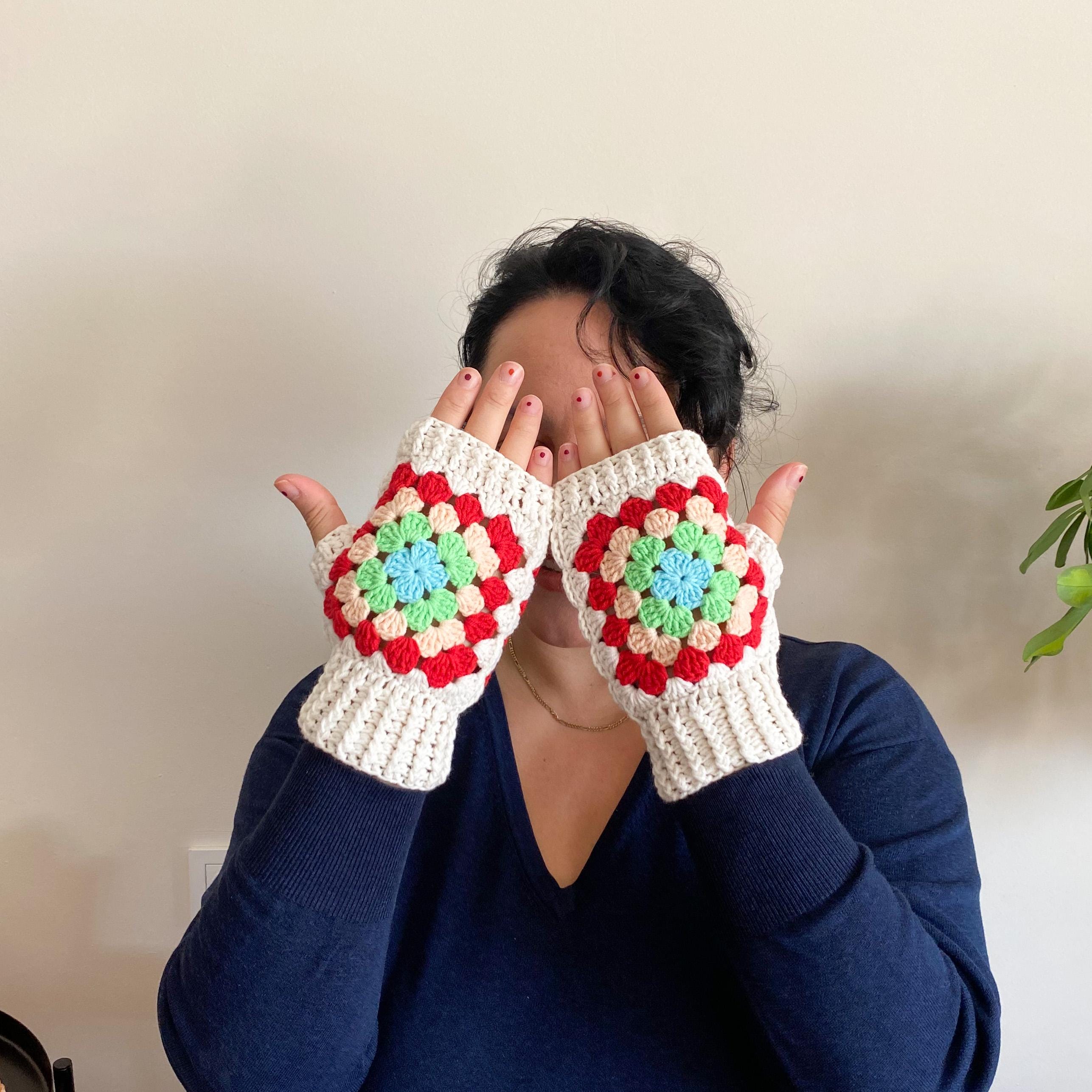 Clear Crochet Fingerless Gloves, Granny Square Accessories, Hand ...