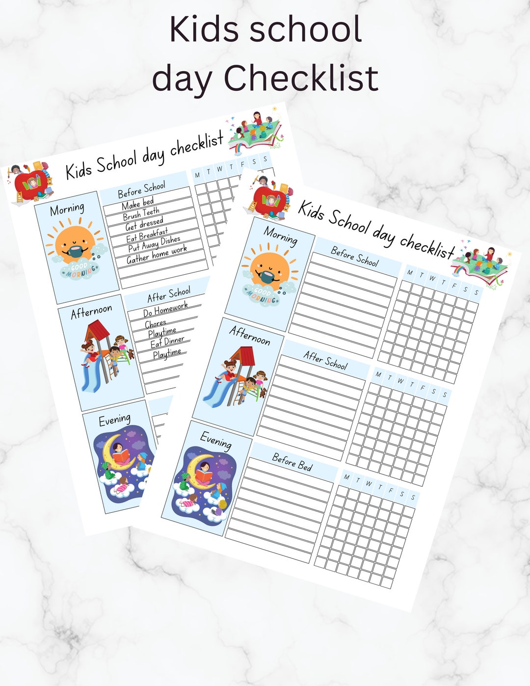 Kids School Day Checklist. Kids Checklist, Kids Chore List, Day List ...