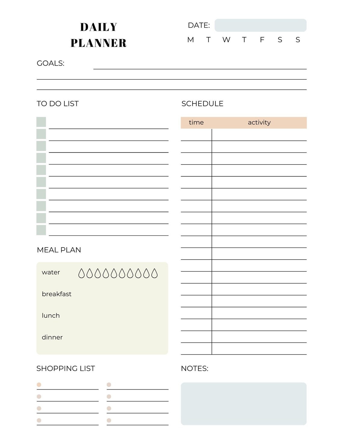 Daily Planner Digital Download - Digital Daily - Printable Planner ...