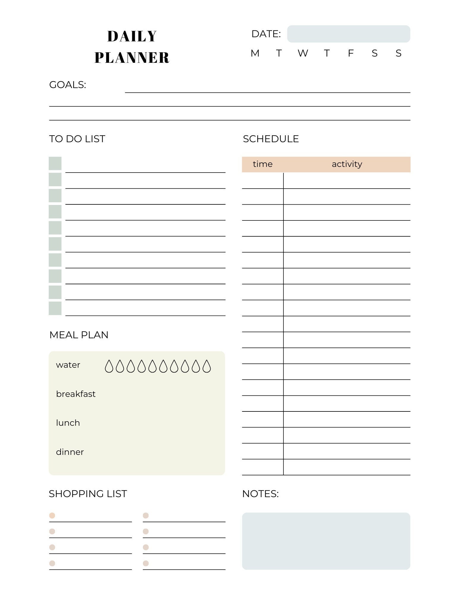 Daily Planner Digital Download - Digital Daily - Printable Planner ...